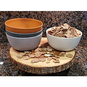 1 Click Bamboo Fiber Bowls, Set of 4, Multicolor, Dinnerware, Reusable,15 oz, Dishwasher Safe, For Salad, Soup, Cereal, Pasta, Snack. For Party, Events, Everyday Use, Outdoor