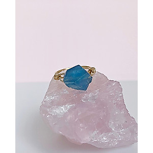 Raw Aquamarine Gemstone Ring, Irregular Shaped Stone Ring, Sterling Silver 14K Gold-Filled 14K Rose Gold-Filled Band, Wire Wrapped Band, March Birthstone, Custom Size, Jewelry Inspirations