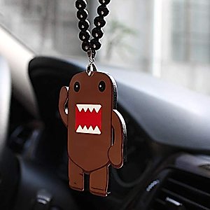 GVBSFJMK Car Pendant Acrylic Funny Domo-Kun Rock Rear View Mirror Charms Ornaments Automobile Trim Hanging Suspension Decoration