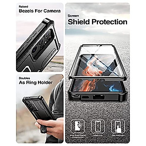 Dexnor for Samsung Galaxy S22 Ultra Case/6.8 inches, [Built in Screen Protector and Kickstand] Heavy Duty Military Grade Protection Shockproof Protective Cover for Samsung Galaxy S22 Ultra 5G,Black