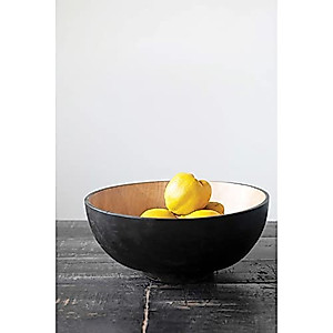 Creative Co-Op Hand-Carved Mango Wood Footed Bowl, 12" L x 12" W x 5" H, Black