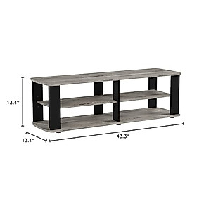 FURINNO Nelly Entertainment Center TV Stand, Short 43.3"(W) x13.4(H) x13.1(D), French Oak Grey/Black
