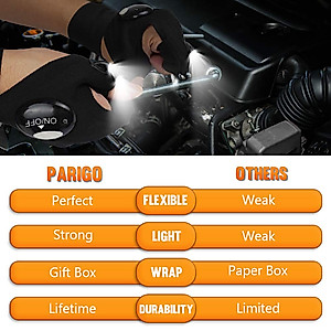 PARIGO LED Flashlight Gloves, Father Day Mens Gifts for Dad Husband Grandpa, Cool Gadget Christmas Birthday Gifts for Men Adults Him Boyfriend Guy, Hand Light for Fishing Camping Grill Car Repairing