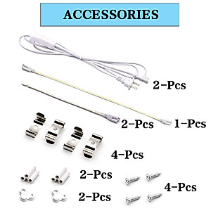 T5 LED Light Fixture 1ft 580lm 5W Frosted Cover, Under Cabinet Lighting, 6500k Cool White, Workbench and Utility Shop Lights, Corded Electric with Built-in ON/Off Switch (Pack of 2)