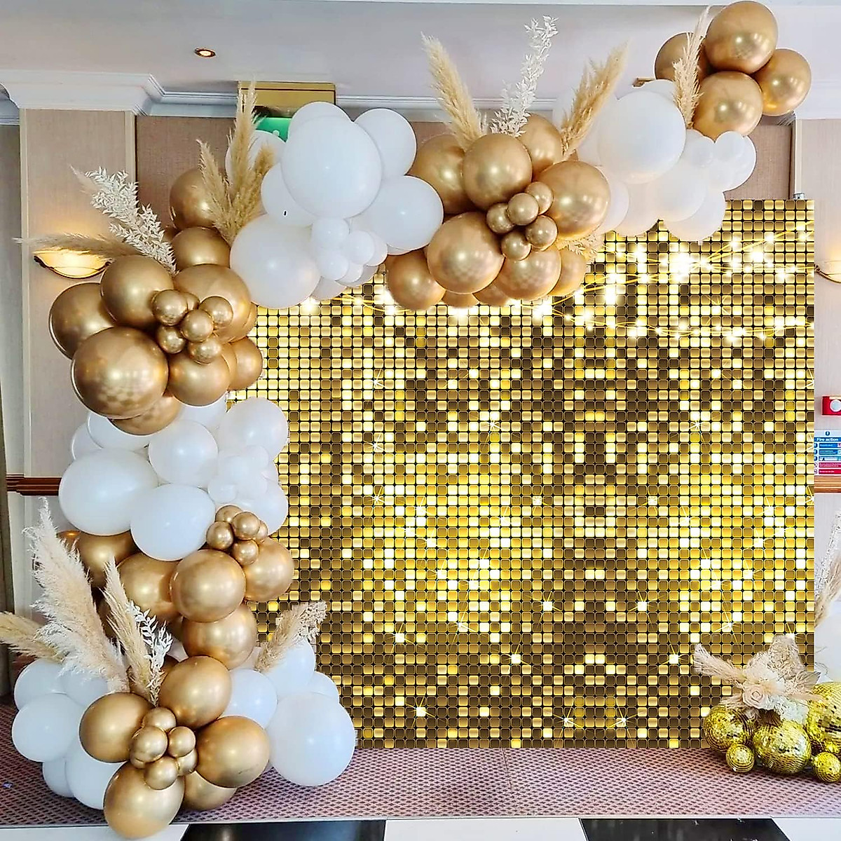 Generic Gold Glitter Backdrop Disco Themed Photography Backdrop for Anniversary Birthday Bridal Shower Wedding Prom Party Decorations Supplies Photo Studio Props (7X5FT(82x59inch))