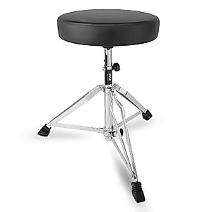 Pyle Adjustable Drum Throne Stool-Portable with Double-braced Tripod Legs, Foam-Cushioned Seat, Perfect for On Stage and in-Studio Use PSEATDRM28