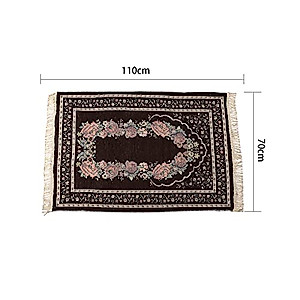 Portable Muslim Prayer Rug, Sajadah for Islam Prayer Carpet Mat Lightweight Folable Ramadan Praying Mat Islamic Gift for Kids Men Women Brown 70x110cm