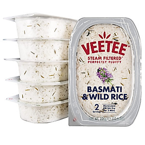 Veetee Basmati and Wild Rice - 2 Minute Rice Microwavable Meals - Instant Rice Meals Ready to Eat Gluten Free Precooked Rice - 10.6oz, Pack Of 6
