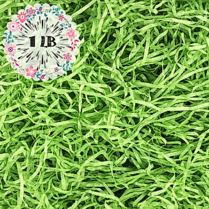 Easter Grass Basket Filler 1LB Recyclable Paper Shred Crinkle Shredded Paper for Easter Basket Stuffers Gift Wrapping & Basket Filling (Green)