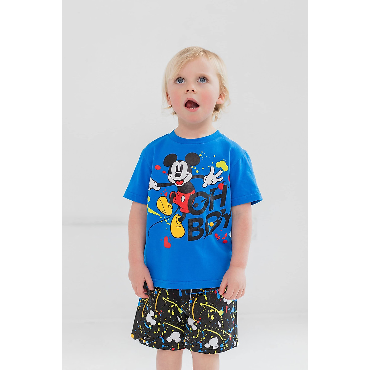 Disney Mickey Mouse Little Boys 3 Piece Set: T-Shirt Tank Top French Terry Shorts 7-8