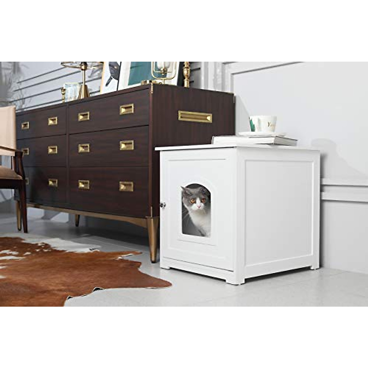 zoovilla Kitty Litter Loo – Hidden Litter Box Furniture, White