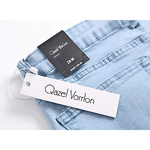 Qazel Vorrlon Men's Blue Skinny Jeans Stretch Washed Slim Fit Pencil Pants,Light Blue,36