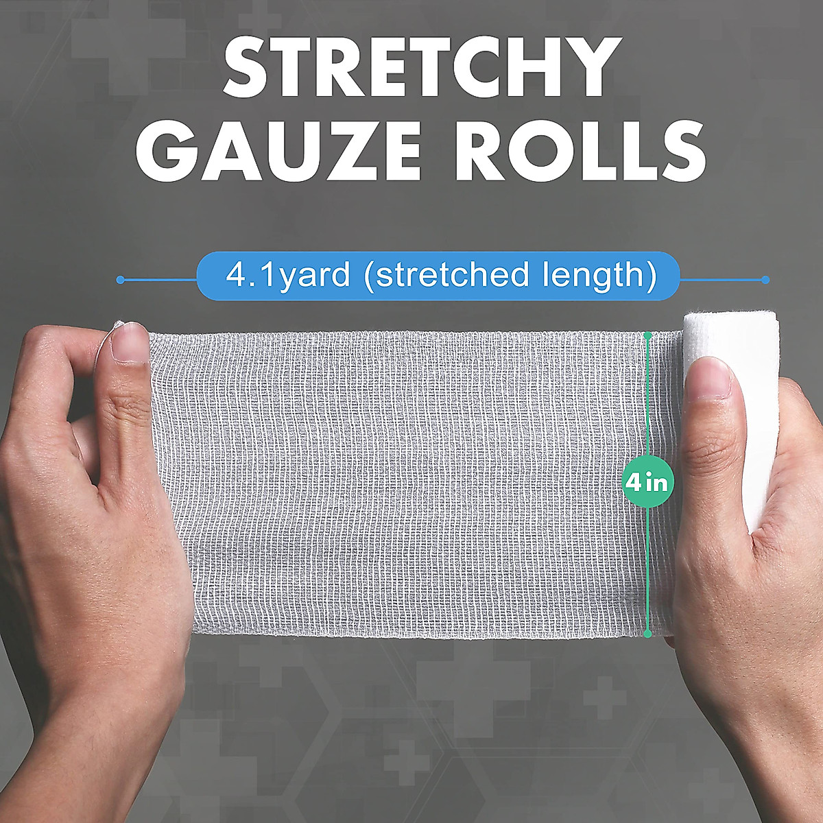 LotFancy Gauze Bandage Roll, 48-Count Gauze Wrap, 4" x 4 Yards Stretched, Conforming Gauze Rolls, Medical Wound Care Supplies for First Aid