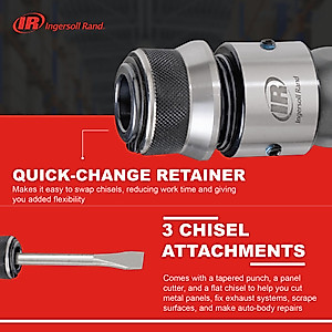 Ingersoll Rand 114GQC Quick Change Air Hammer 3-Piece Chisel Set, 3500 BPM, 2-5/8" Stroke, .401 Shank