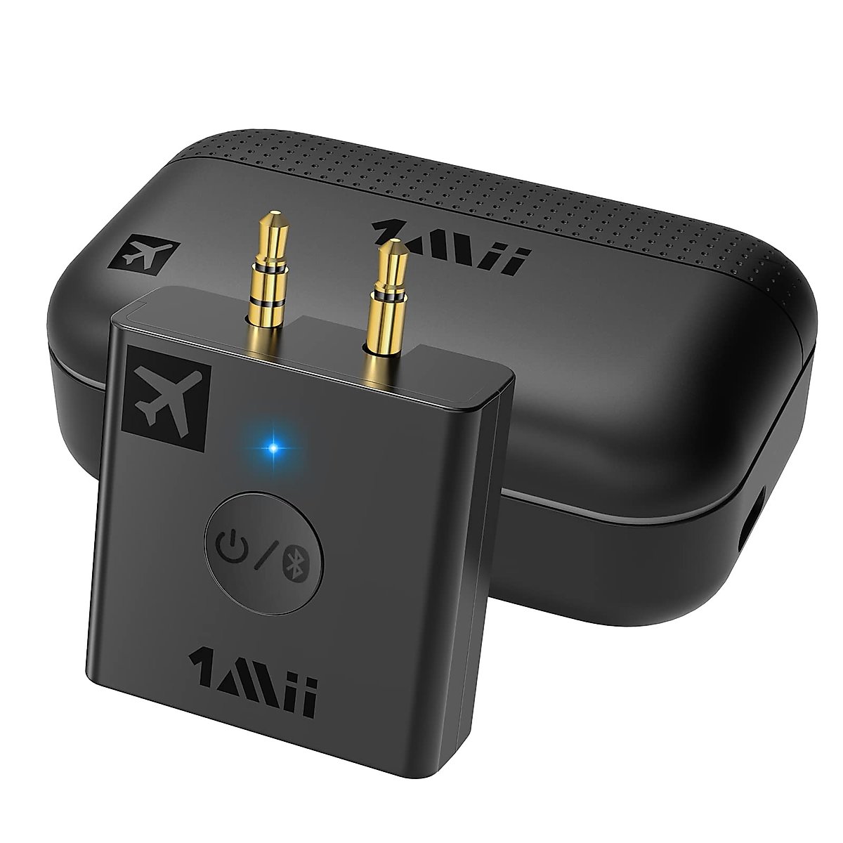 1Mii Airplane Bluetooth 5.3 Adapter for Headphones W/Portable Charging Case Support aptX Adaptive/HD/Low Latency for Use on Airline