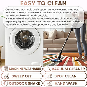 Washable 5x7 Sun Area Rug for Living Room, Rainbow Sun Modern Boho Large Area Rugs, Ultra Thin Low Pile Lightweight Soft Indoor Floor Carpet with Non-Slip Backing for Bedroom Kids Nursery Play Room