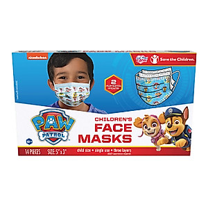 Just Play Children’s Single Use Face Mask, Paw Patrol, 14 count, small, Ages 2 - 7, Kids Toys for Ages 2 Up