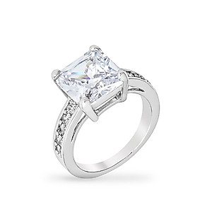 Kate Bissett Raised Pave Engagement Ring Featuring a 10mm Princess Cut Center Stone & 2mm Side Stones Size 10