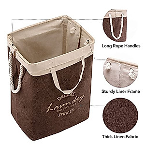 TECHMILLY 72L Large Laundry Hamper with Removable Bag, Collapsible Laundry Basket with Rope Handles, Dirty Clothes Hamper for Bedroom, Living Room, Clothes Toys Organizer, Brown