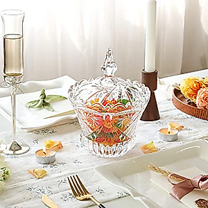 ComSaf Glass Candy Dish with Lid, Clear Large Covered Candy Bowl, Crystal Candy Jar for Home Kitchen Office Desk Christmas Gift