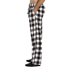 #FollowMe 45902-1B-L Polar Fleece Pajama Pants for Men/Sleepwear/PJs, White Buffalo Plaid, Large