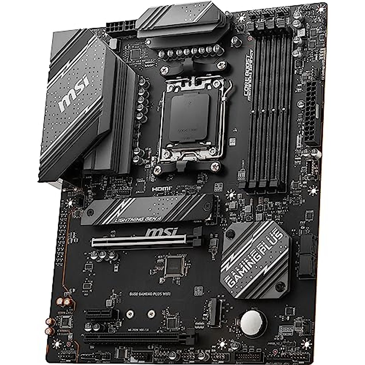 MSI B650 Gaming Plus WiFi Gaming Motherboard (AMD AM5, ATX, DDR5, PCIe 4.0, M.2, SATA 6Gb/s, USB 3.2 Gen 2, HDMI/DP, Wi-Fi 6E, Bluetooth 5.3, AMD Ryzen 7000 Series Desktop Processors)