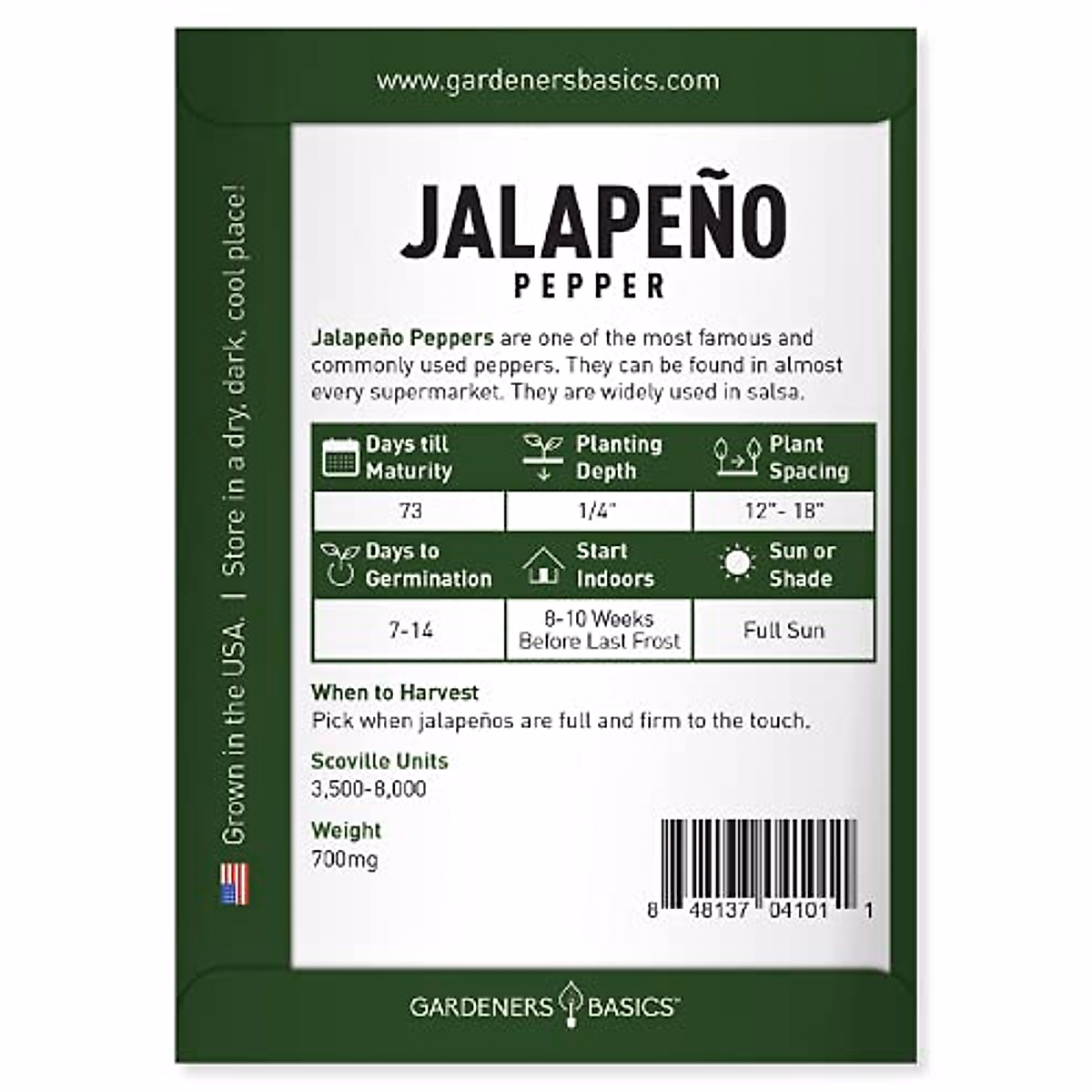 Jalapeno Pepper Seeds for Planting Heirloom Non-GMO Jalapeno Peppers Plant Seeds for Home Garden Vegetables Makes a Great Gift for Gardeners by Gardeners Basics