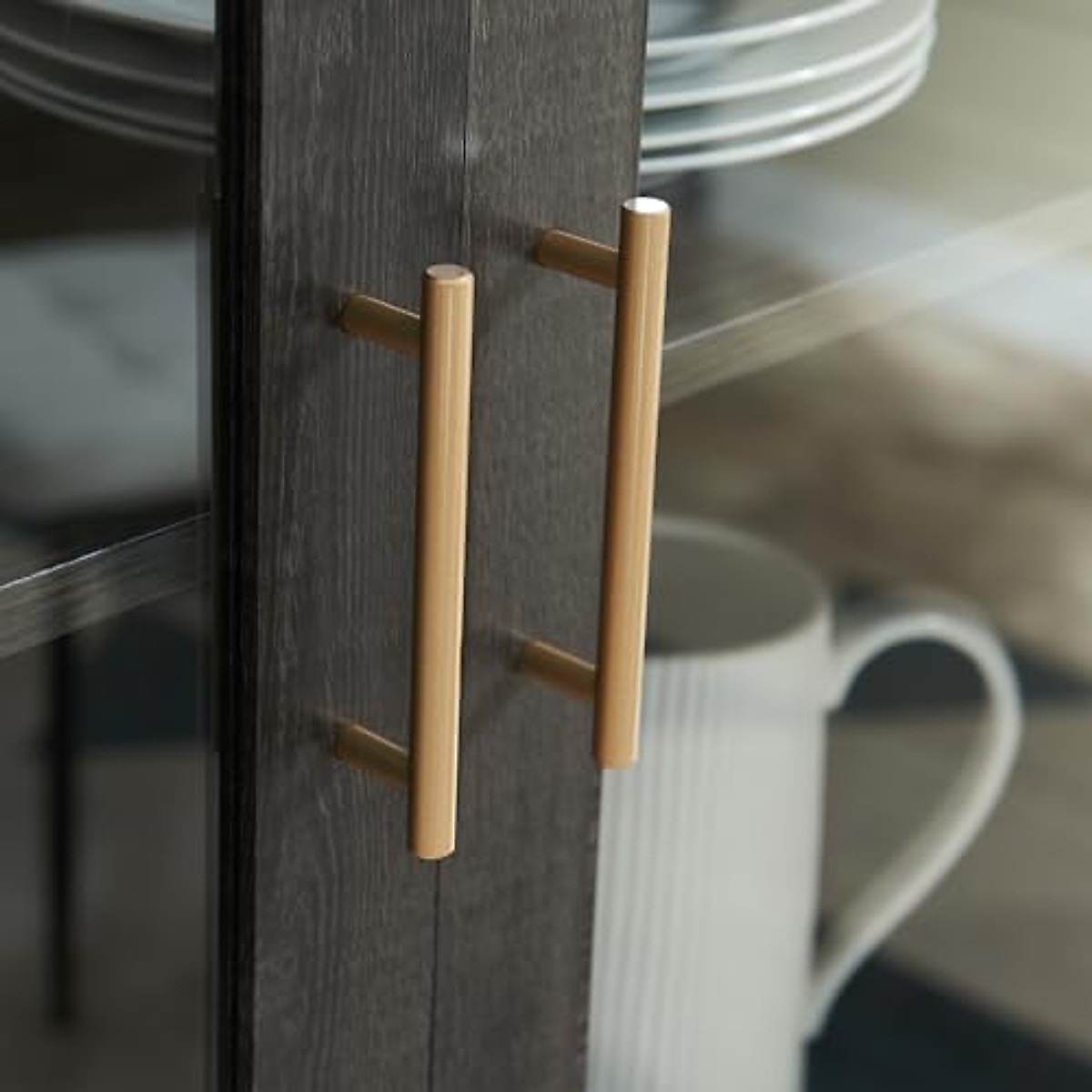 Home Source Display Storage Cabinet in Black with Glass Doors