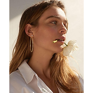 Gold Hoop Earrings for Women 14K Gold Plated Large Gold Hoops Earrings, Hypoallergenic Thin Hoop Earrings for Women with Cubic Zirconia