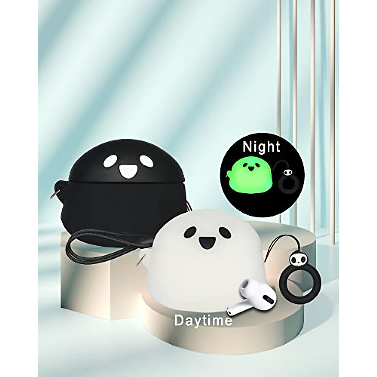 2 Packs Cute Luminous Ghost Face for AirPods Pro 2nd Generation Case Cover 2022 Released Silicone Accessories Set Kit for AirPods Pro 2 Gen Charging Case, Cartoon 3D Funny for AirPods Pro 2 Case