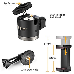UTEBIT Magnetic Camera Mount Base Stand Kit 66mm, Magnet Tripod with 1/4 Screw Mini Ball Head, GoPro Adapter, Phone Holder for Insta360 Action Camera, Cellphone, Vlogging Max Load 44lb