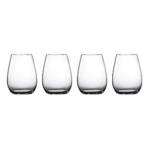 Waterford Marquis Personalized Moments 18.6oz Stemless Wine Glasses, Set of 4 Custom Engraved Crystal Wine Glasses for Red, White or Blush Wine