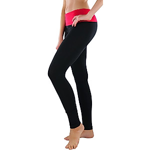 ToBeInStyle Women's Heather Side Striped Active Pants - Fold Over - Red - Small