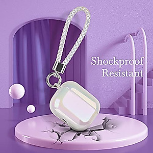 AIRSPO AirPods 3 Case Cover Clear Lasher Hard PC Protective Case Colorful AirPod 3 Cover Skin Compatible with Apple AirPods 3rd Generation with Keychain (Glittery White)