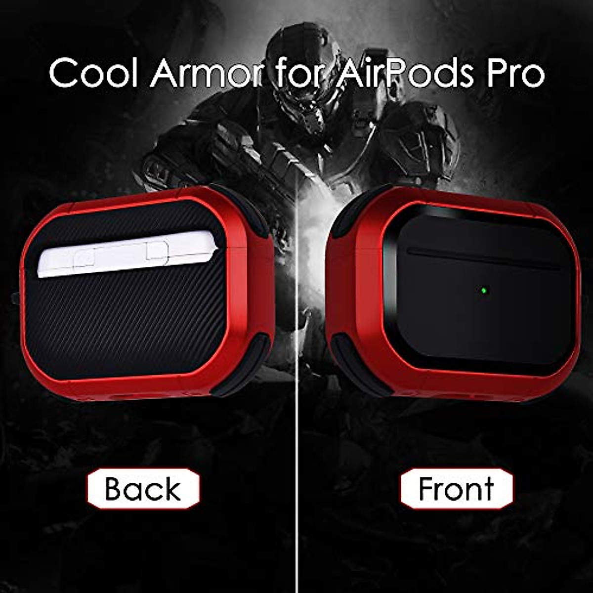CAGOS for Airpod Pro Case/Airpods Pro 2 Case, Cool Shock-Absorbing Rugged iPod Pro Cover Skin Accessories Compatible with Apple Airpod Pro 2nd/1st Generation Charging Case Women Men, Red