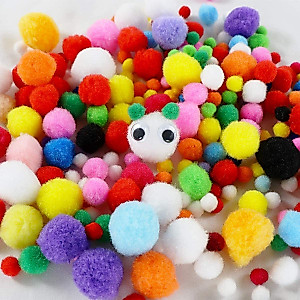 450 Pcs Pipe Cleaners, Which Includes 100Pcs Pipe Cleaners Craft,150Pcs Googly Eyes Self Adhesive and 200Pcs Pompoms for Arts and Crafts for Kids Ages 8-12