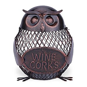 Plancholo Home Decor Wine Animal Cork Holder, Wine Kitchen Cork Holder, Collector Decorative Vino Cork Storage Box Container Gift, Set of 1, Owl