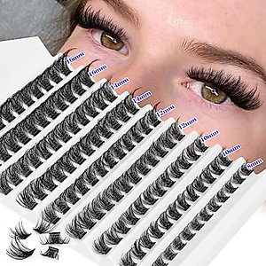 Lash Clusters DIY Lash Extension D Curl Individual Lashes 8-16mm Eyelash Clusters 108 pcs Natural Fluffy Cluster Lash Extensions Wispy Eyelash Extension DIY at Home by TOOCHUNAG