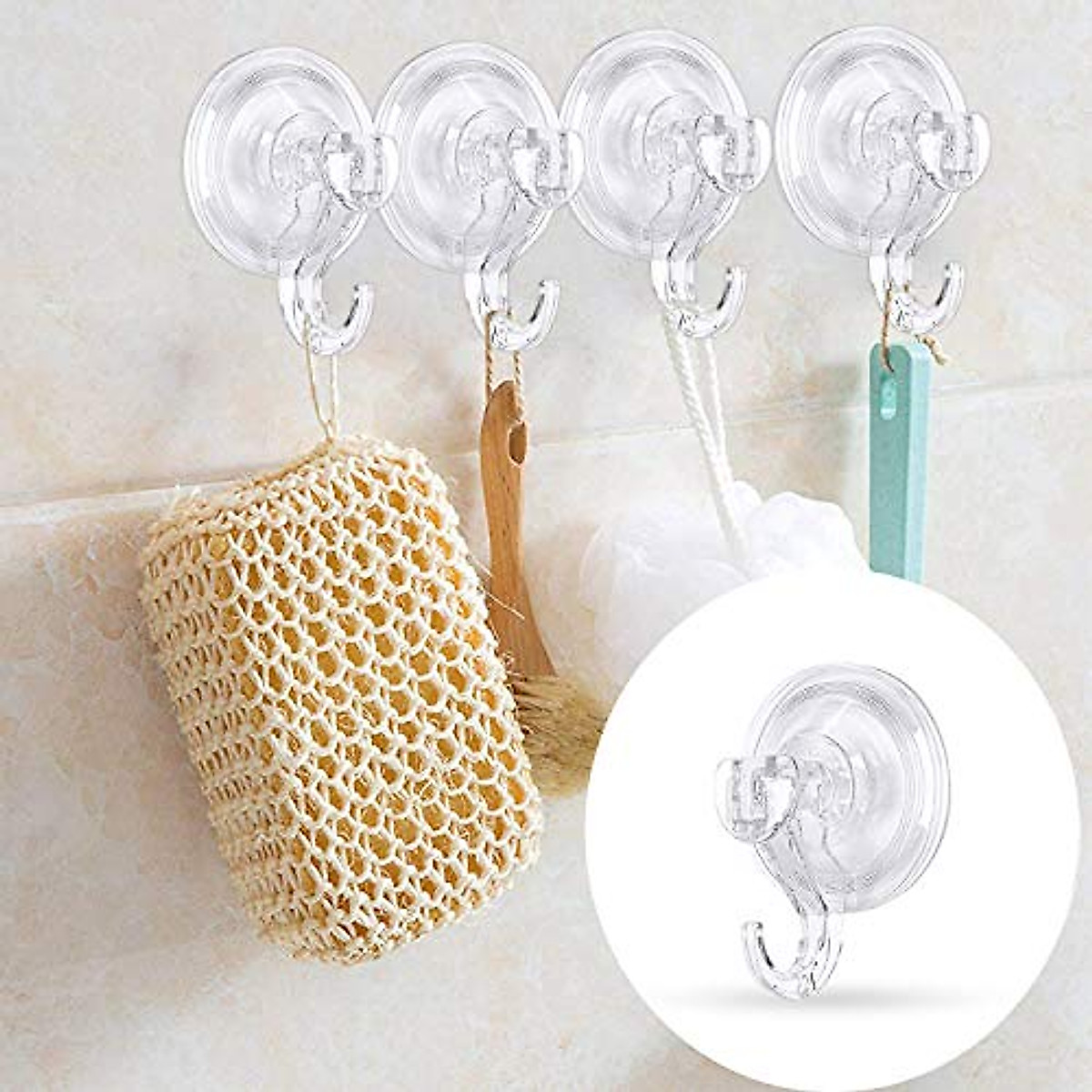 10 Pack Suction Cup Hooks & Wall Hooks - Heavy Duty Vacuum Suction Shower Hooks Wreath Hanger Kitchen Bathroom Window Hooks for Towel Loofah Sponge Christmas Wreath