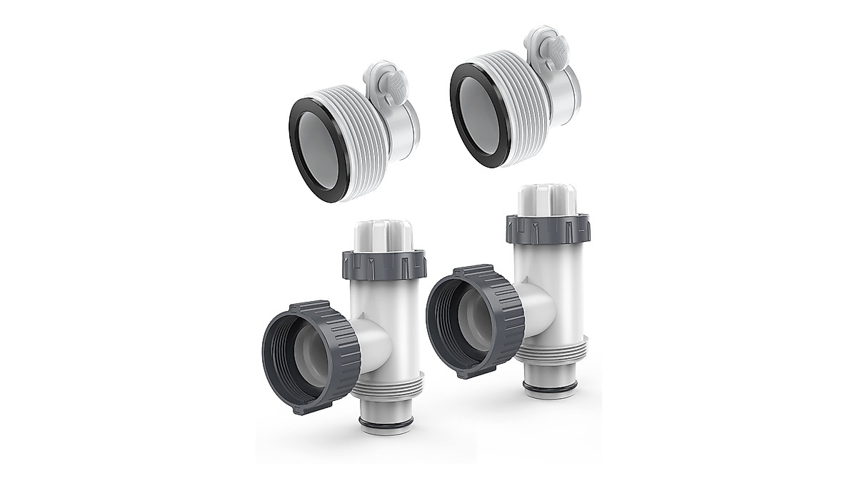 PoolHacker Hose Adapter B & Plunger Valve 2 Pack for Above Ground Pools