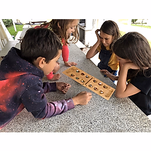 TOWO Mancala Board Game - Kalaha Board Game with Folding Wooden Board Natural Stone Pebbles -Families Board Games-Mancala Games Strategic Game for Kids Adult