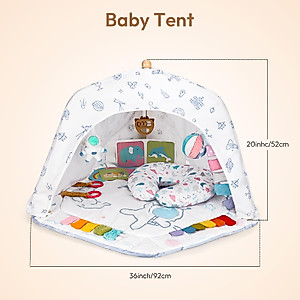 Woodtoe Baby Play Gym Wooden Baby Gym, Montessori Tummy Time Playmats with Natural Wooden Legs, Early Development Activity Gym, Newborn Gift for Infant to Toddler, 0-12 Months