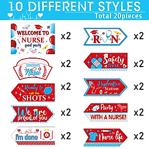 20 Pieces Nurse Graduation Decorations Nursing Graduation Party Supplies Arrows Cap Nurses Day Decorations Happy Nurses Week Decorations Nurse Kit Graduation Sign for Grad Nurse Nursing Congrats Party