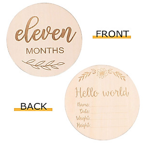 NUOBESTY Baby Monthly Milestone Wooden Cards Wooden Slices First Year Growth Cards Newborn Photo Card Props