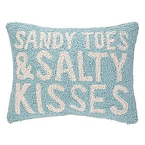 Peking Handicraft Hook Pillow, 12 by 16-Inch, Sandy Toes Salty Kisses