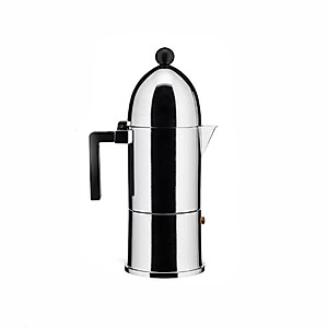 Alessi A9095/6 B La Cupola 6-Cup Silver Aluminum Espresso Maker With Black Handle