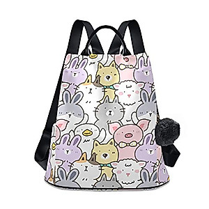 ALAZA Cute Animal Cat Pig Rabbit Sheep Backpack for Daily Shopping Travel