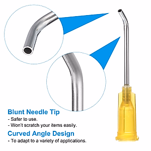 PATIKIL 17Ga x 1 Inch Dispensing Needle Tips, 36Pcs Stainless Steel 45 Degrees Pre Bent Glue Needle Tube Blunt Tips with Luer Lock for Glue Oil Applicator, Brown