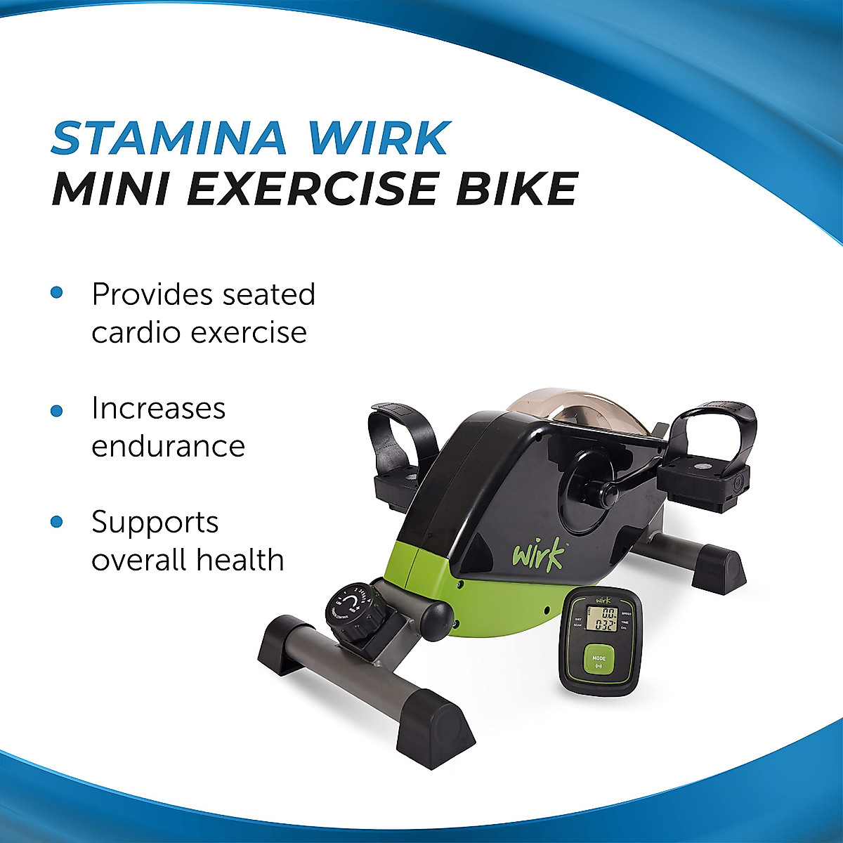 Stamina Wirk Under Desk Exercise Bike - Fitness Bike with Smart Workout App - Mini Elliptical Under Desk Bike for Home Workout