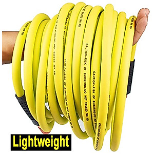 YOTOO Hybrid Air Hose 3/8-Inch by 25-Feet 300 PSI Heavy Duty, Lightweight, Kink Resistant, All-Weather Flexibility with 1/4-Inch Brass Male Fittings, Bend Restrictors. Yellow